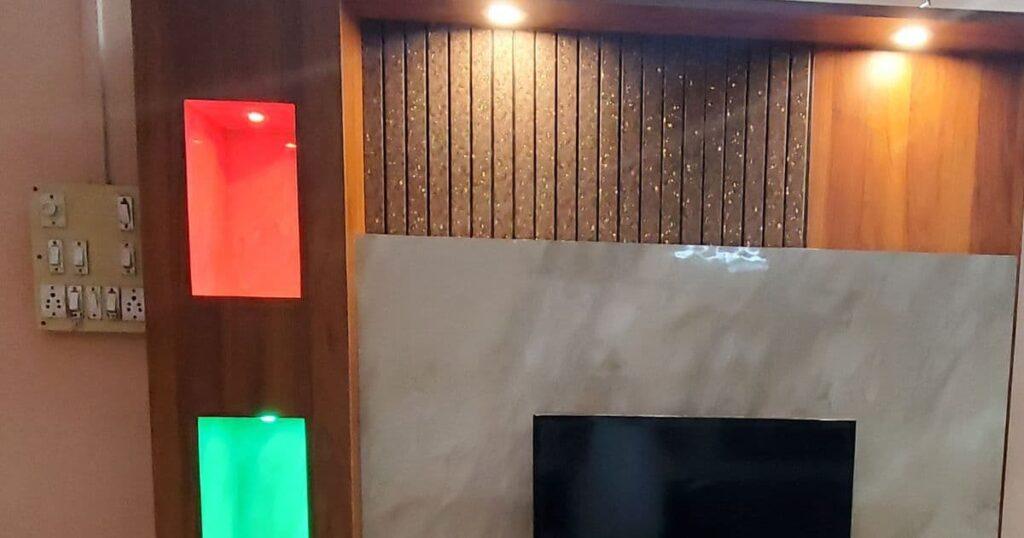 best tv unit with louvers design - Tv unit designs